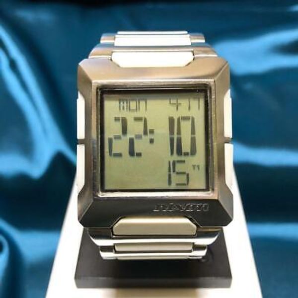 Nixon The Block SS Digital Watch Silver 100m Water Resistant Rare Model ...
