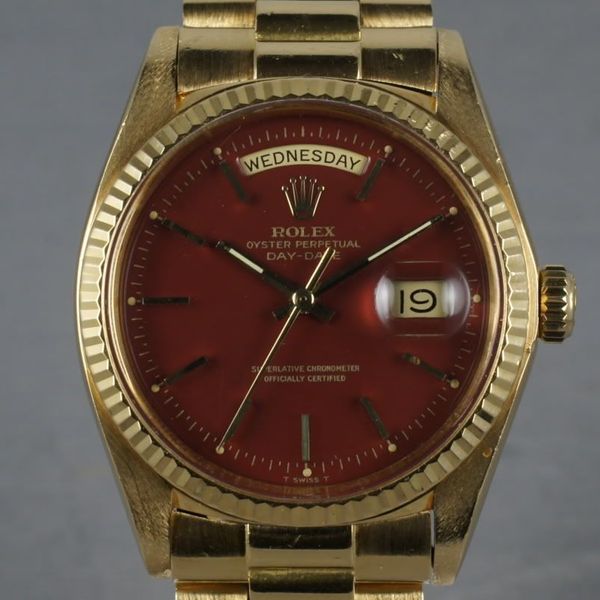 Rolex Vintage 18K YG President: Ref 1803 with Ox Blood Stella Dial ...