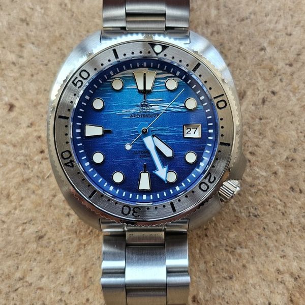Addiesdive Blue Water Dial Automatic Turtle Captain Willard Dive Watch ...