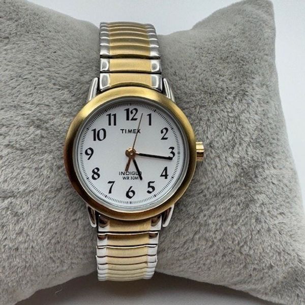 Ladies Timex Indiglo WR 30M Two Tone Quartz Watch New Battery ...