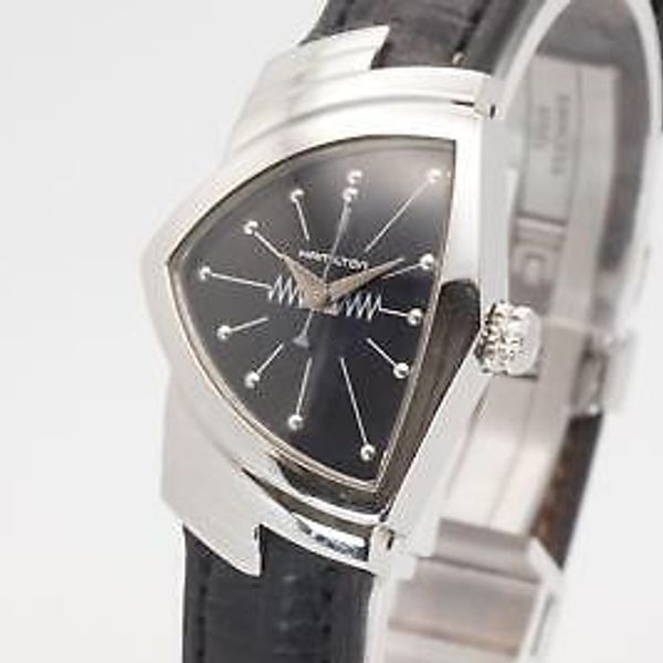 Overhauled New Battery Hamilton Ventura H242110 Quartz Black Dial Women ...
