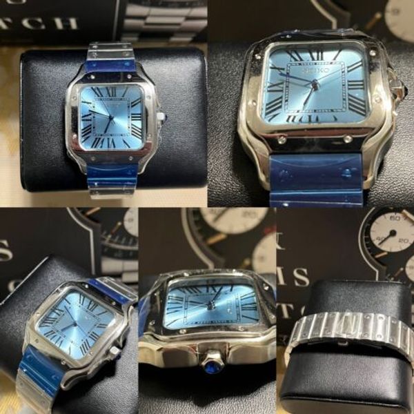 custom build Nh35 mod seiko movement mod - blue "santos" automatic ...