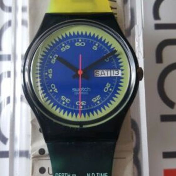 Swatch Blue Neptune GB718 1990 Standard Gents 34mm NOS box | WatchCharts
