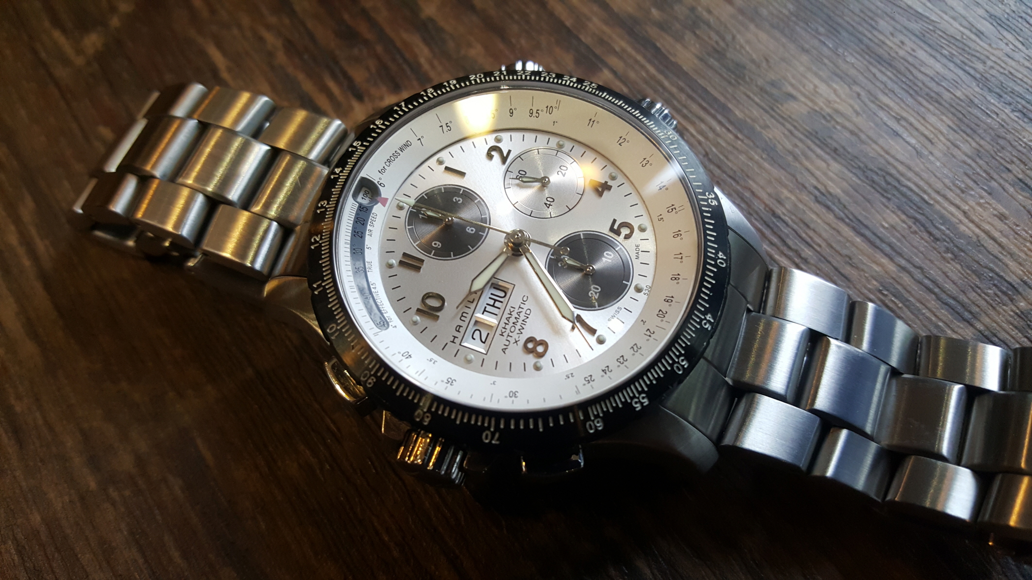 Sold : Hamilton X-wind 7750 chronograph silver dial H77626153 | WatchCharts