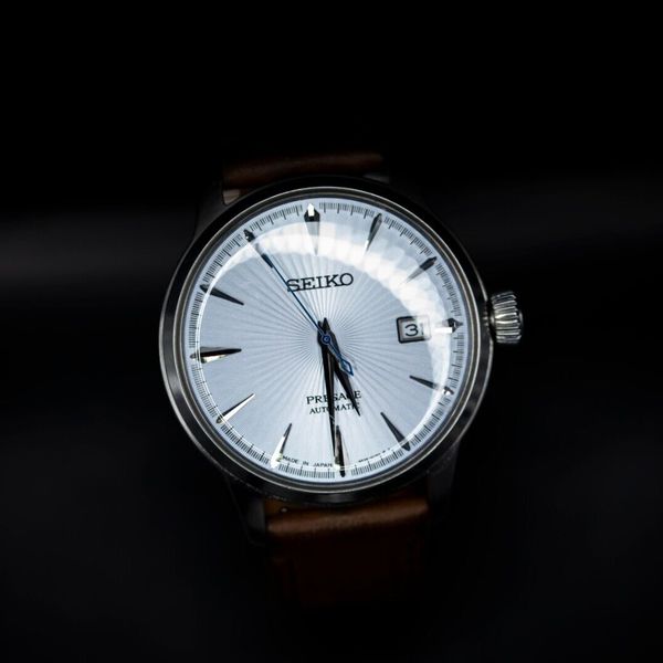 Seiko Presage White Men's Watch w/ Ritchie Band and Invicta Case ...