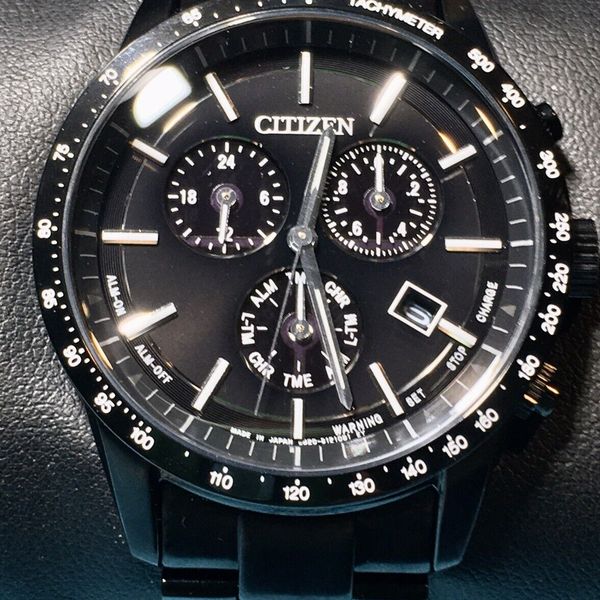 CITIZEN ECO-DRIVE SOLAR JDM DUAL TIME CHRONO ALARM IP BLACK STEEL ...