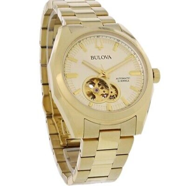 Bulova Surveyor Mens Gold Tone Stainless Champagne Dial Automatic Watch ...