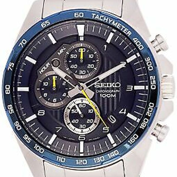 SEIKO Men's Chronograph Motor Sports 100m Blue Dial Watch SSB321P1 ...