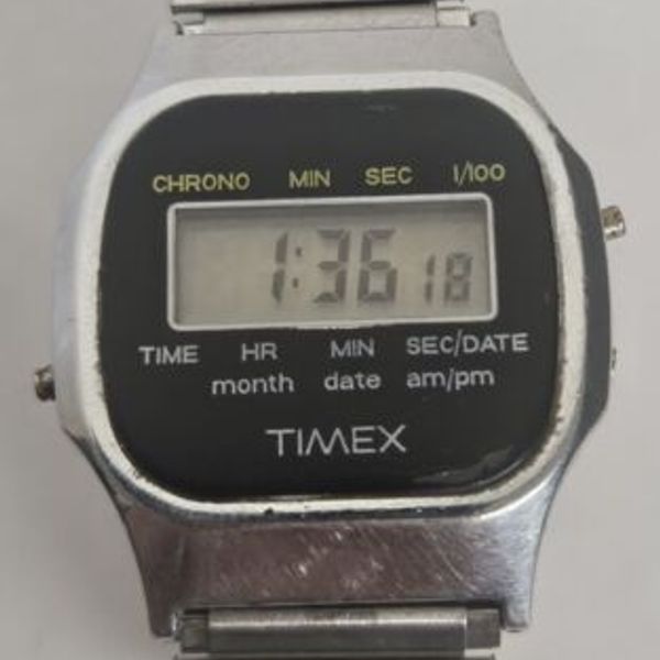 Vintage 1980s Mens TIMEX Multifu Digital LCD Silver Tone Watch Runs ...