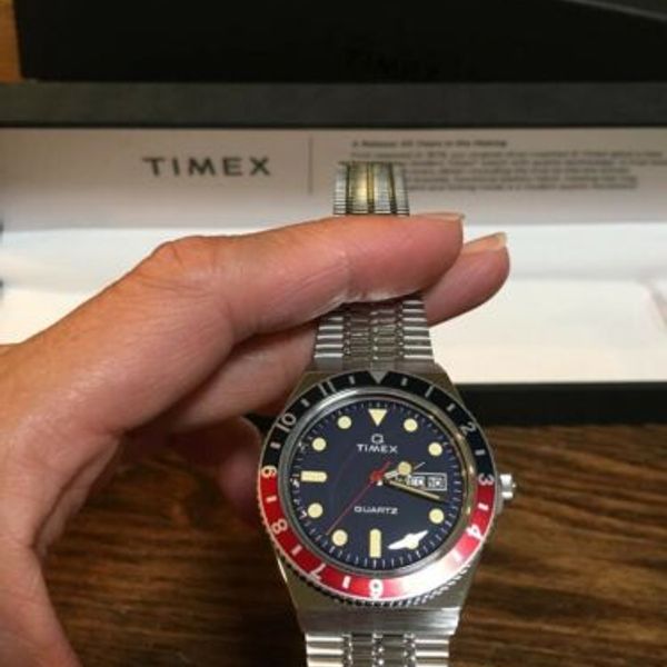 2019 Timex Q Reissue Pepsi 38mm Stainless Steel Watch TW2T80700 Brand ...