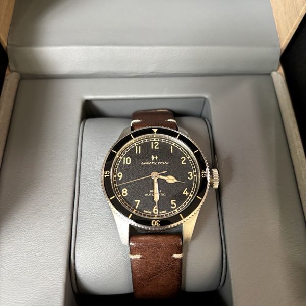 Hamilton Khaki Aviation Pilot Pioneer 38mm Auto Black Men's Watch ...