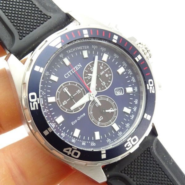 CITIZEN Eco Drive 42mm Men's Chronograph Rubber Solar Wristwatch H500 ...