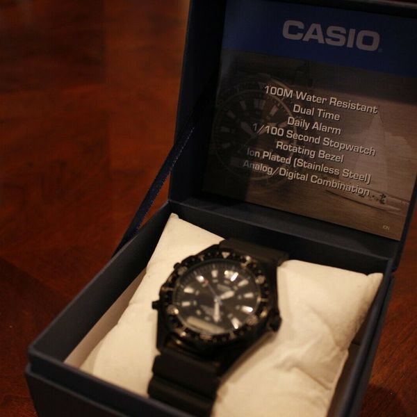 Casio AMW320 Men's Chronograph Watch Men’s Black Dual Time Analog D36 ...