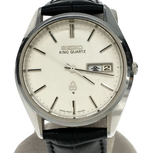 [Used] Seiko KING QUARTZ/Quartz watch/Analog/Leather/WHT/BLK/4823-8000 ...