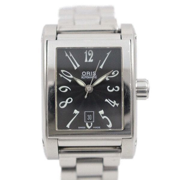[Used] Oris Miles Rectangular Automatic Ladies Watch Black Dial Back Scale Genuine SS Belt 7526 ...