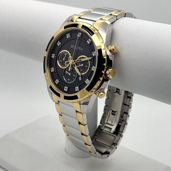 Bulova 98D132 Men's Chrono Diamond Accent Two-Tone Stainless Bracelet ...