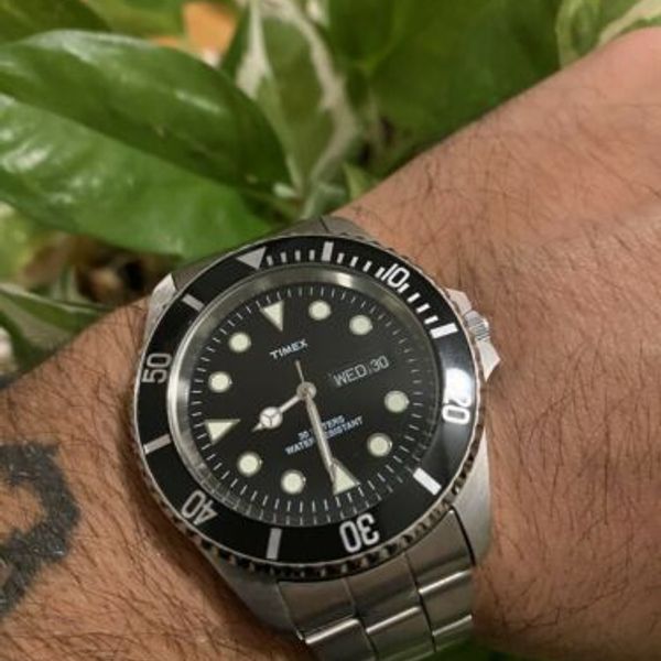 TIMEX SUBMARINER STAINLESS STEEL VINTAGE WATCH - ROLEX OYSTER HOMAGE ...