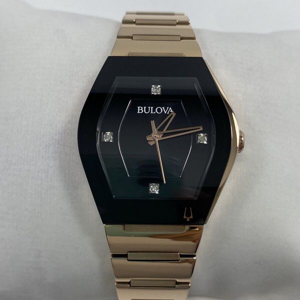 Bulova Gemini Diamond Quartz Rose Gold Tone Stainless Steel Ladies ...