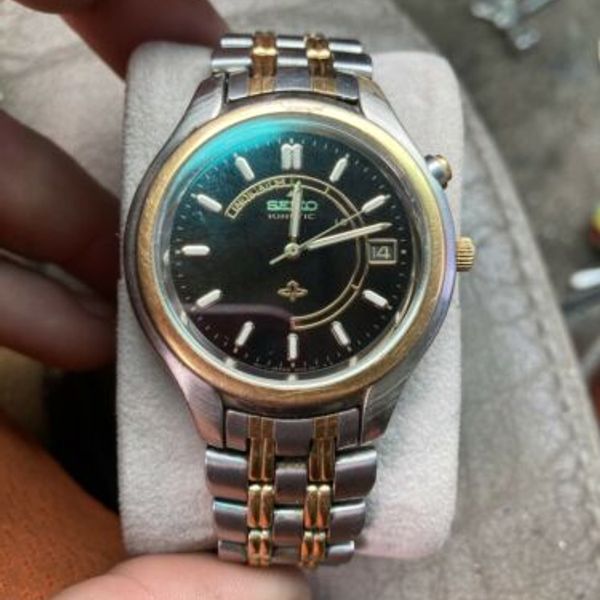 SEIKO KINETIC TWO TONE 5M42 0A19 WITH DATE INDICATOR WRIST WATCH ...
