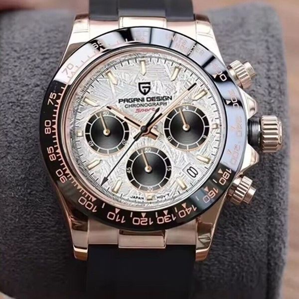 Pagani Design Quartz Chronograph Meteorite Black Gold SeikoVK63 New ...