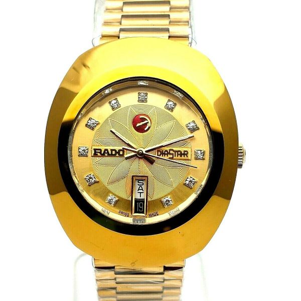 Vintage Rado Diastar Automatic Golden Dial White Stone Men's Wrist ...