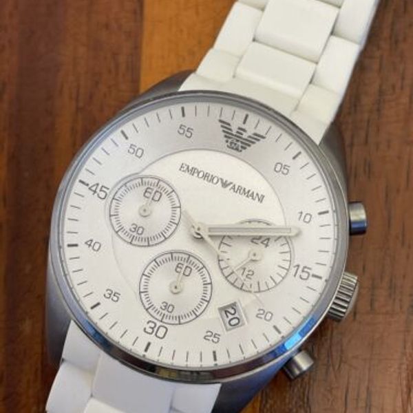 Emporio Armani Chronograph AR5867 Watch Silicone Over Steel 37mm New ...