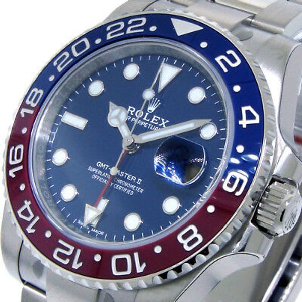 ROLEX BLUE DIAL GMT MASTER ll PEPSI 18K WHITE GOLD 126719BLRO 126719 ...