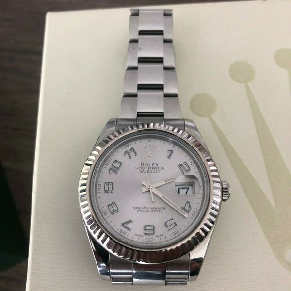 Rolex Datejust II 41mm Automatic Silver Blue Numbers Mens Watch 116334 ...