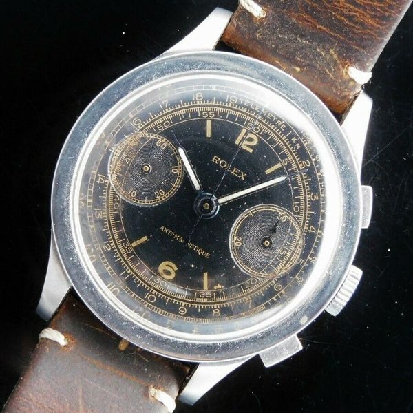 Circa 1940 Black Gloss Dial ROLEX CHRONOGRAPH ANTIMAGNETIC Ref.2508 ...