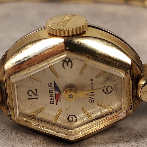 Vintage Benrus Watch Ladies Swiss 21J 10K RGP Bezel 10K Gold Filled ...