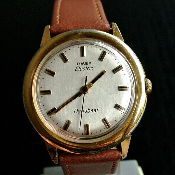 VINTAGE TIMEX ELECTRIC DYNABEAT CLASSIC QUARTZ MEN'S GOLDEN BROWN ...
