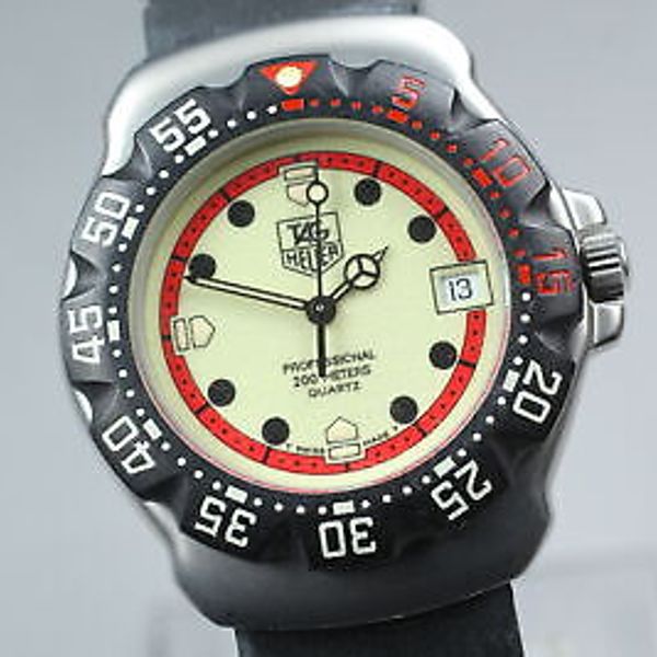 New Batt. TAG Heuer Formula 1 Professional WA1211 Cream Dial Date Qz ...