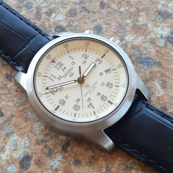 Seiko SUS AGS 5M22 6C20 July 1995 JDM KANJI 36 mm Military Dial | WatchCharts Marketplace