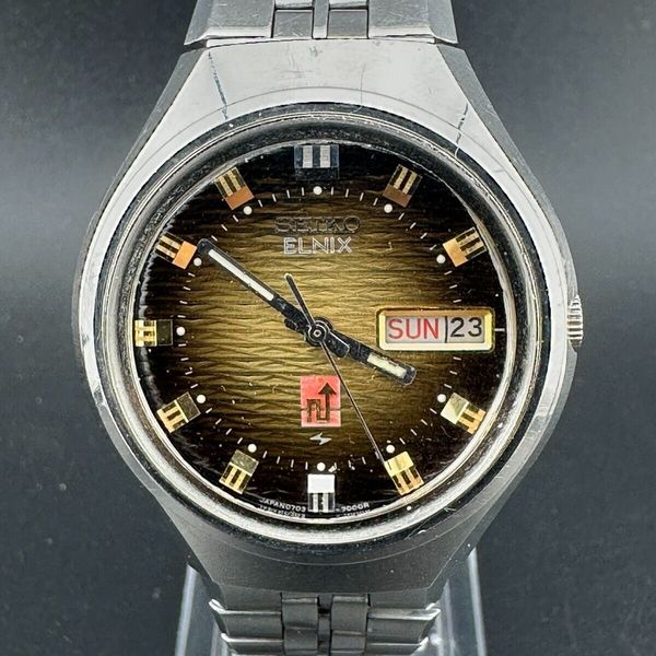 1983 Seiko Elnix Men's Day Date Eng/Kanji Brown Fume Dial 36mm 0703 ...