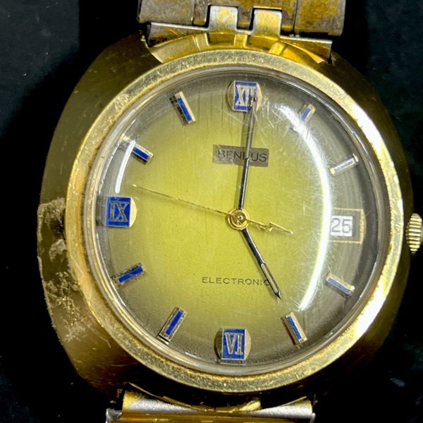 Vintage Benrus Electronic Menâ s Watch 1970s Date Rare Yellow Dial â ...