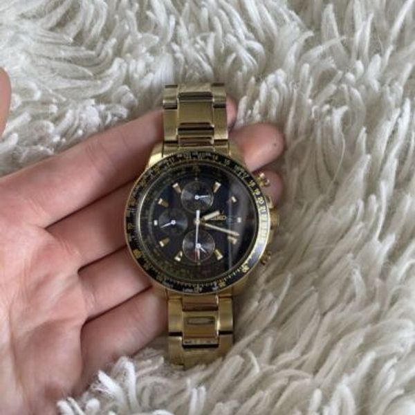 Seiko Menâ s Chronograph Prospex Solar Dial Gold Watch SSC008 ...