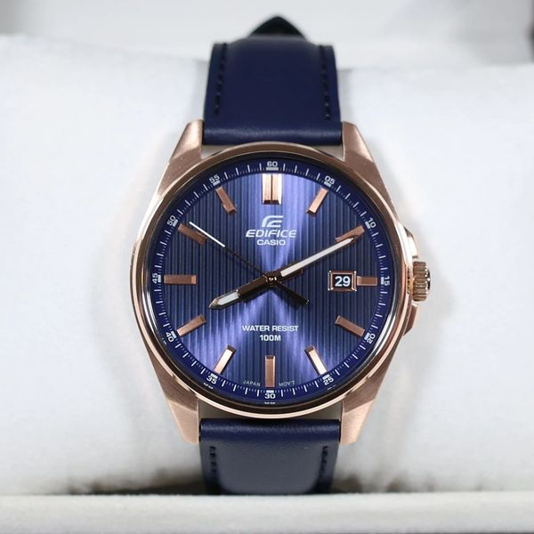 Casio Edifice Rose Gold Tone Men's Sports Blue Dial Watch EFV-150CL ...