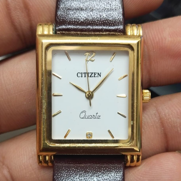 Square Citizen White Watch Classic Mens Gents Date Wrist Watch ...