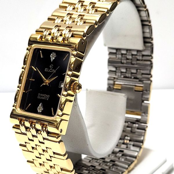 Elgin Gold-Tone Diamond Quartz Watch | WatchCharts Marketplace