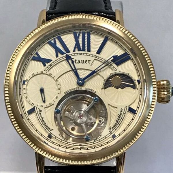 Stauer Tourbillon Mechanical 17 Jewels Day/Night, 24-Hour, Cream Dial ...