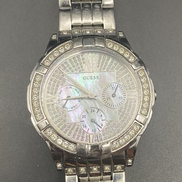 Womens Guess Watch G12579L Mother Pearl CZ Stainless Steel 7.5" New ...