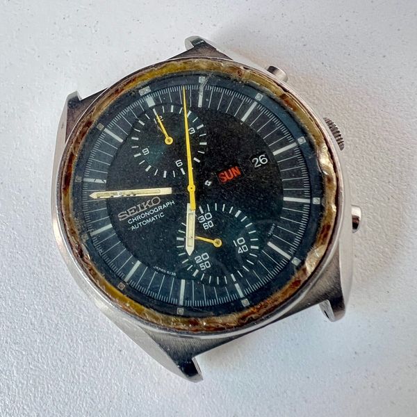 SEIKO 6138-3000 Chronograph Automatic Watch Vintage Mens JUMBO Black ...