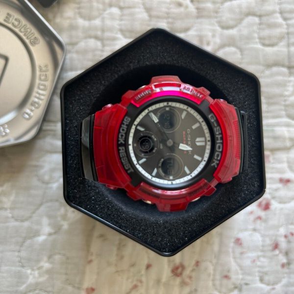 Casio G-SHOCK Original Black and Red Radio Solar Watch AWG-M100SRB-4AER ...