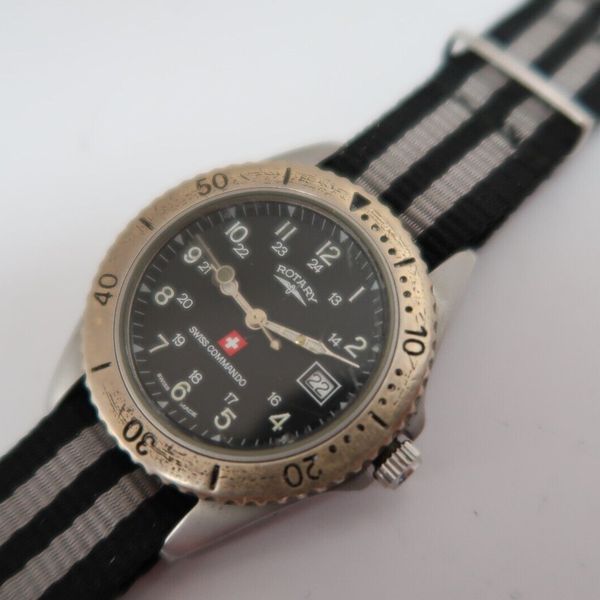 VINTAGE ROTARY SWISS COMMANDO 5054 MILITARY WATCH circa 1980/90s ...