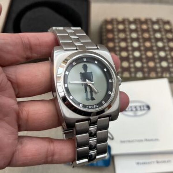 SUPER RARE y2k FOSSIL Big Tic Animated Robot Watch BG-1002, Box Tags ...