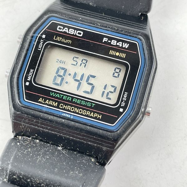 Vintage Black Plastic Casio F-84W 587 Lithium Alarm Chronograph Japan ...