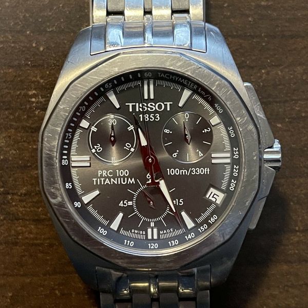 TISSOT PRC100 Titanium Quartz Chronograph Wrist Watch Sapphire Crystal ...