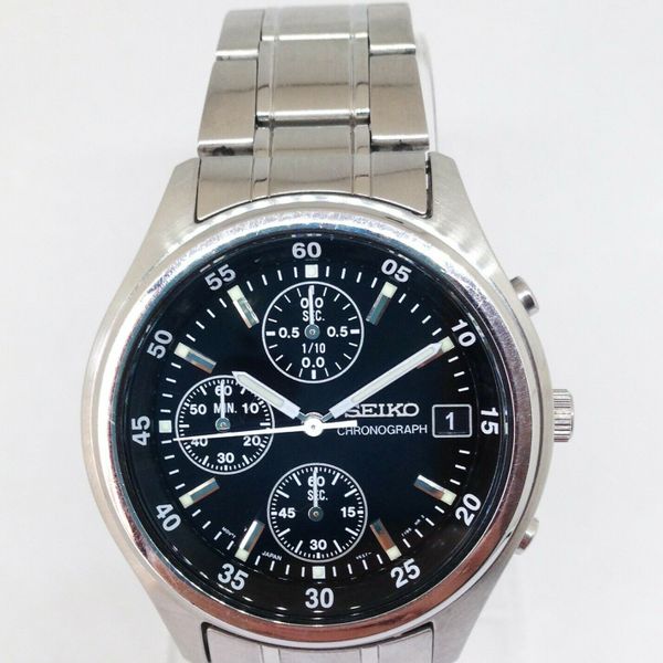 Men's SEIKO V657-7100 Chronograph Quartz Watch. 40mm Dial. Date. Water ...
