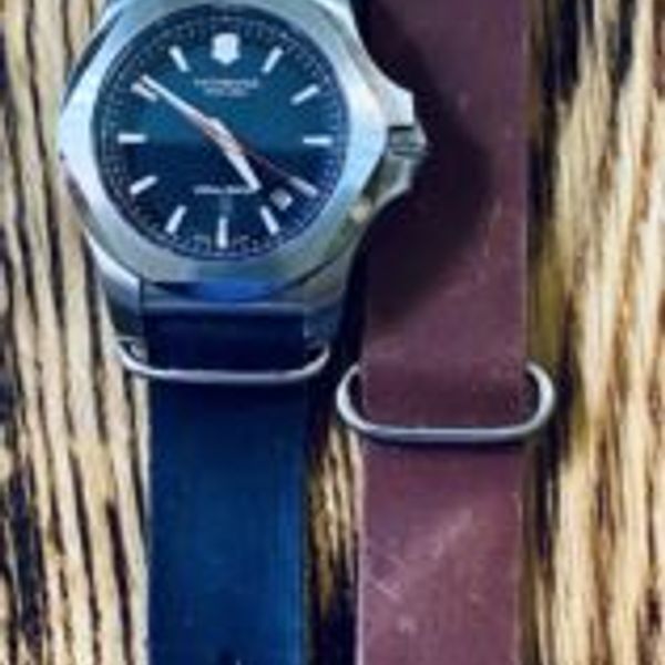 Victorinox Inox Watch Mens Black With Leather Nato Strap | WatchCharts