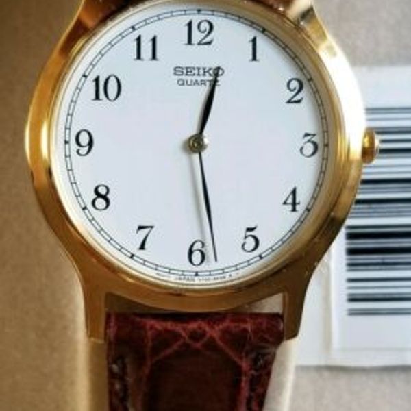 Vintage Seiko V700-8A10 Men's Quartz Watch With Brown Crocodile Band ...